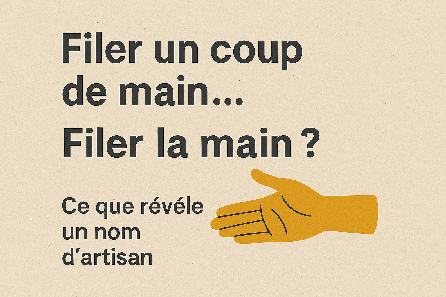 Filer un coup de main… ou filer la main ? Ce que révèle un nom d ...